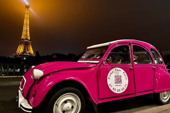 3H Champagne Tour Through Paris by Night in a Pink Citroën 2CV - Key Points