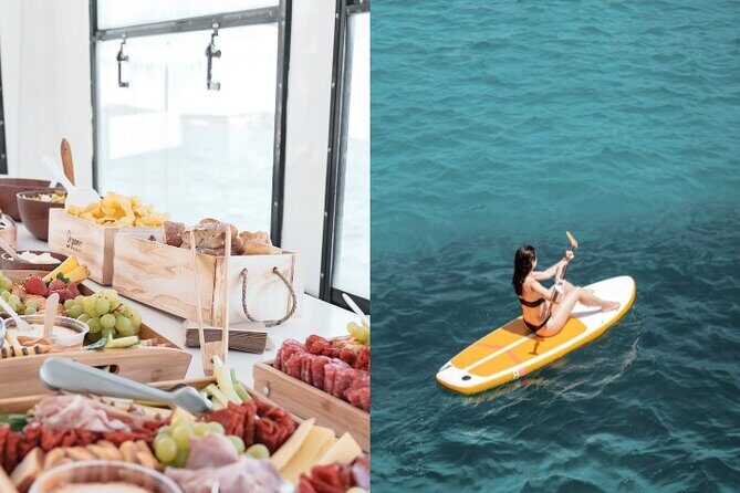 5 Hour Adults Ibiza Boat Trip + lunch, 6 drinks, SUP Boards & DJ - Key Points