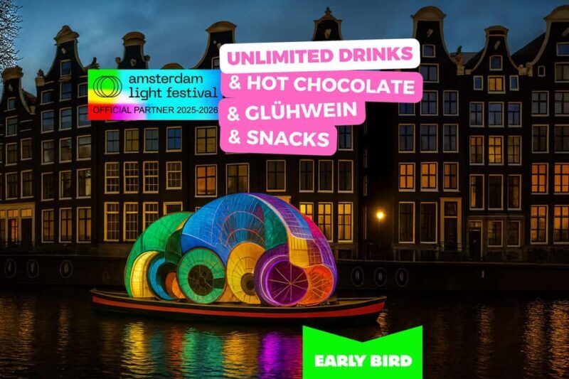 Amsterdam: Light Festival Cruise + Stroopwafel & Hot Choco - Key Points