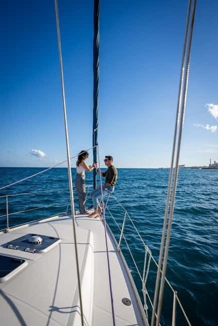 Barcelona: Private Boat Tour for 2, Swim, Snack and Drinks - An Intimate Escape on a Unique Sailboat