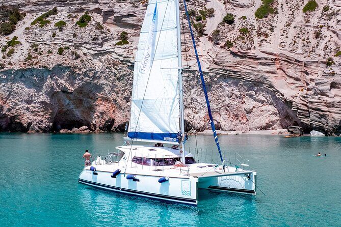 Catamaran Full-Day of Milos and Poliegos With Lunch & BBQ - FAQs