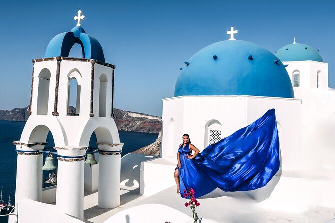 Exclusive Santorini Flying Dress Photoshoot with Pickup - The Photoshoot Process
