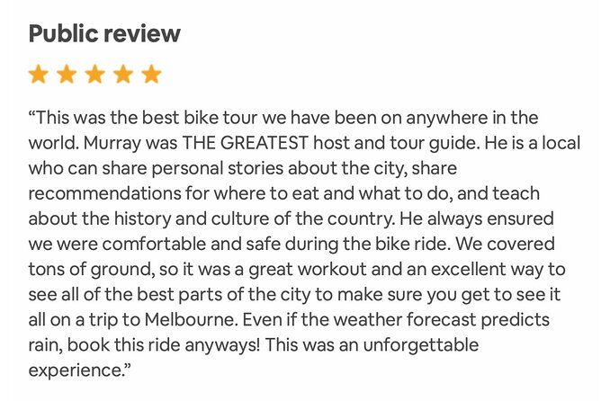 Famous Melbourne City Bike Tour - FAQ