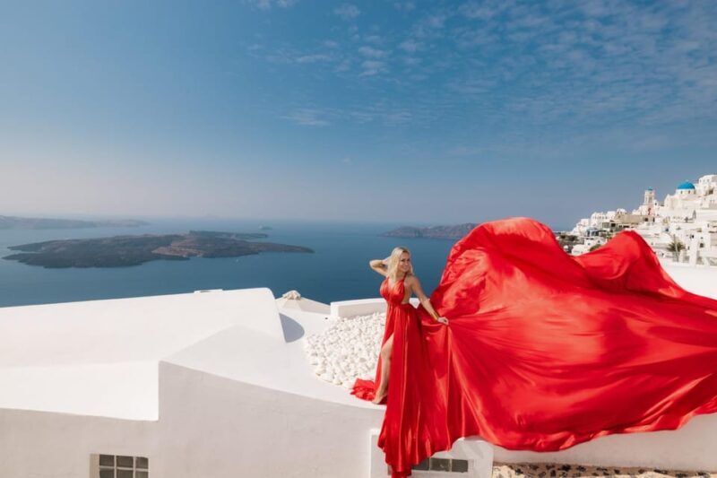 Flying dress Photoshoot in Santorini with Hotel Pickup - Authentic Feedback from Travelers