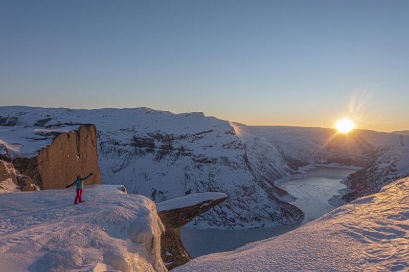 From Skjeggedal: Trolltunga Sunset Winter Overnight tour - The Sum Up