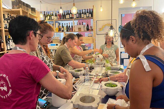 Genoese Pesto Lesson with Mortar, Pasta Tasting and Local Wine - Key Points