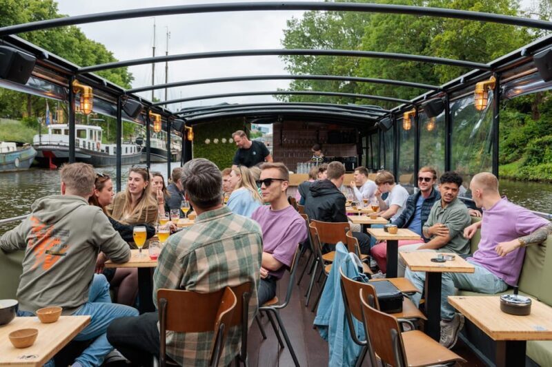 Groningen: Terrace Boat Experience with a Cozy Bar - Key Points