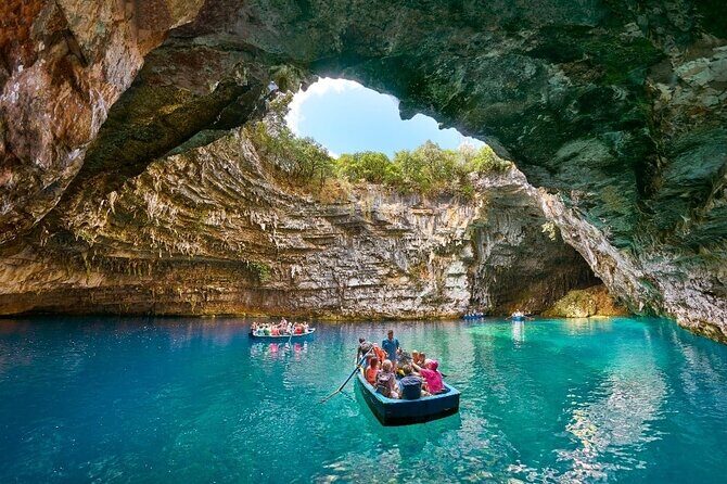 Half Day Private Tour Melissani, Drogarati & Myrtos Beach - Melissani Cave: Mythical Waters and Sunlight Play