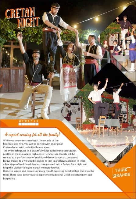 Heraklion:Cretan Evening with Traditional Dinner&Dance Show - Heraklion: Cretan Evening with Traditional Dinner & Dance Show – A Practical and Fun Cultural Night Out