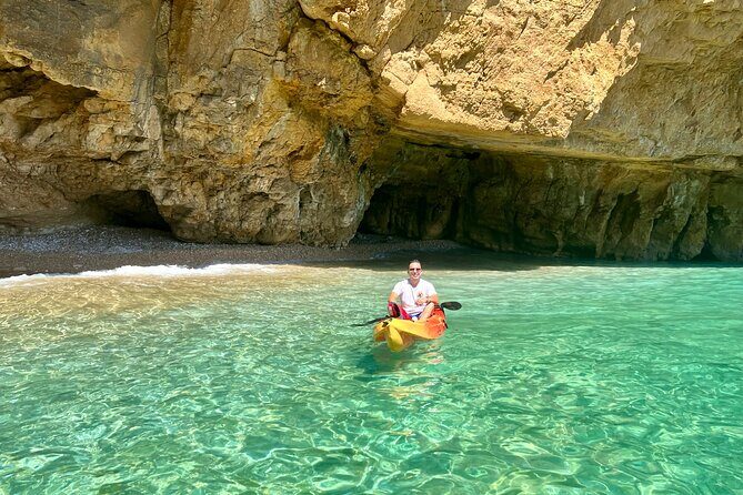 Kayak Javea Guided Cala Granadella, llop marí cave, cala en caló - Key Points
