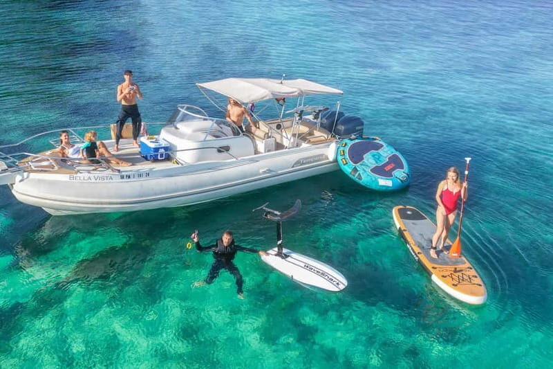 Mallorca: Private Watersports Boat. LUNCH Drinks SUP, Tubing - Key Points