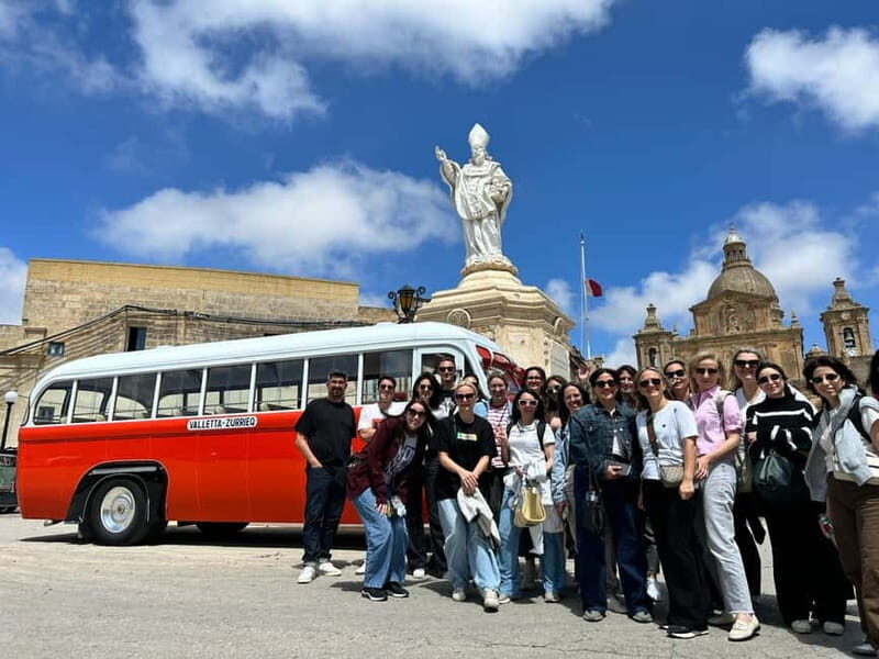 Malta: 5 hr Vintage Bus Tour - Mdina & Blue Grotto inc. food - An Authentic Maltese Experience in a Vintage Package