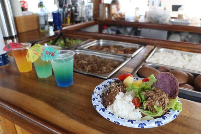 Oahu: Sunset Snorkeling, Dolphin Watch Cruise, Hawaiian meal - Key Points