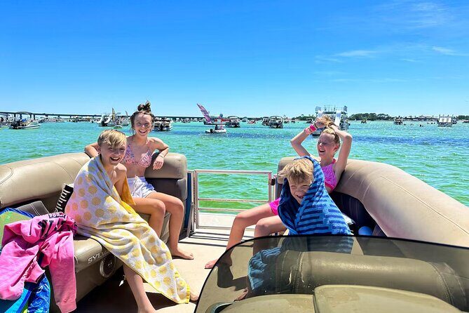 Private Crab Island Pontoon Charter with Bote Hangout Floats! - Key Points