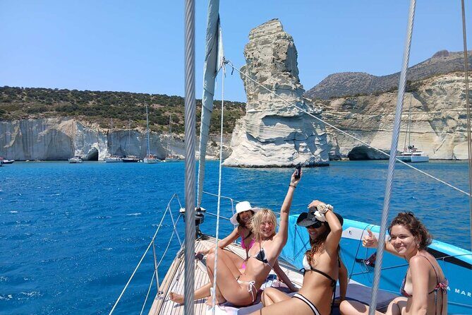 Private Cruise All Around Of Milos & Sunset to Klima Village - First Stop: Plathiena Beach and Arkoudes