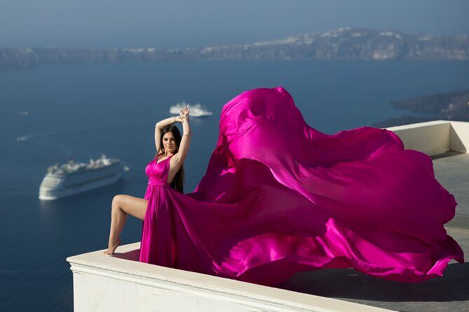 Private Flying Dress Photoshoot in Santorini  Blue Domes View - Key Points