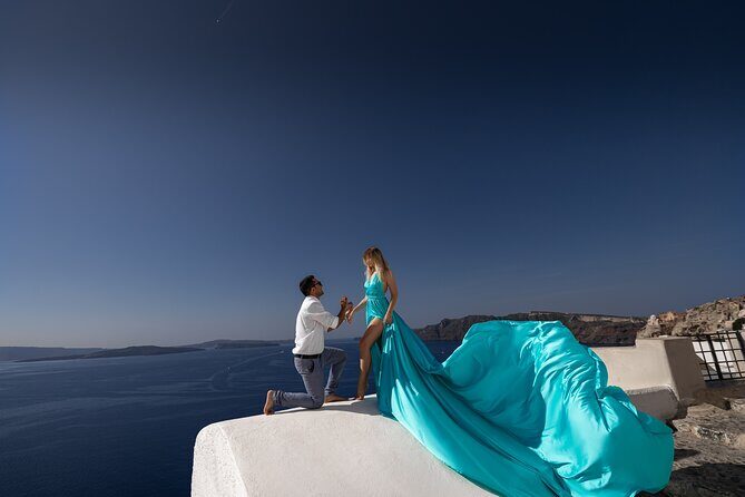 Private Flying Dress Photoshoot in Santorini  Blue Domes View - Who Will Love This Experience?