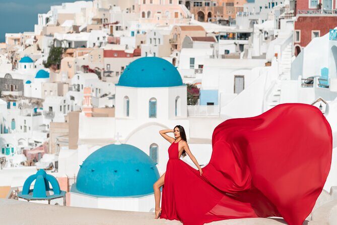 Private Flying Dress Photoshoot in Santorini - The Sum Up