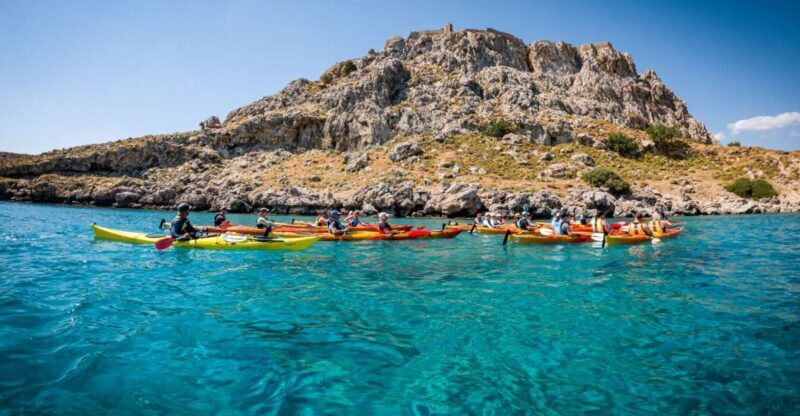 Rhodes: Sea Kayak Adventure to the Red Sand Beach - Lunch and Relaxation