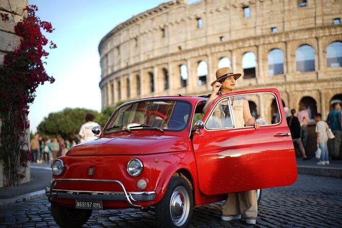 Rome Pro Photoshoot service include free transport FIAT 500 - Key Points