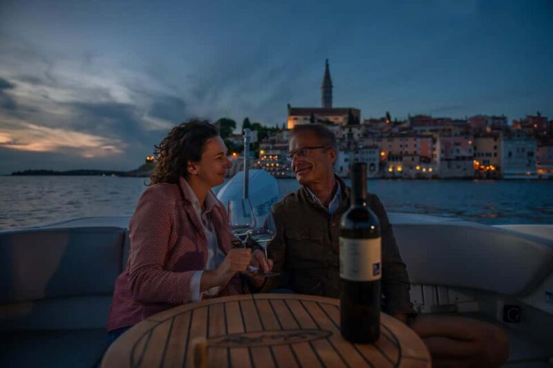 Rovinj: Private Luxury Old Town Night Boat Tour with Wine - Key Points