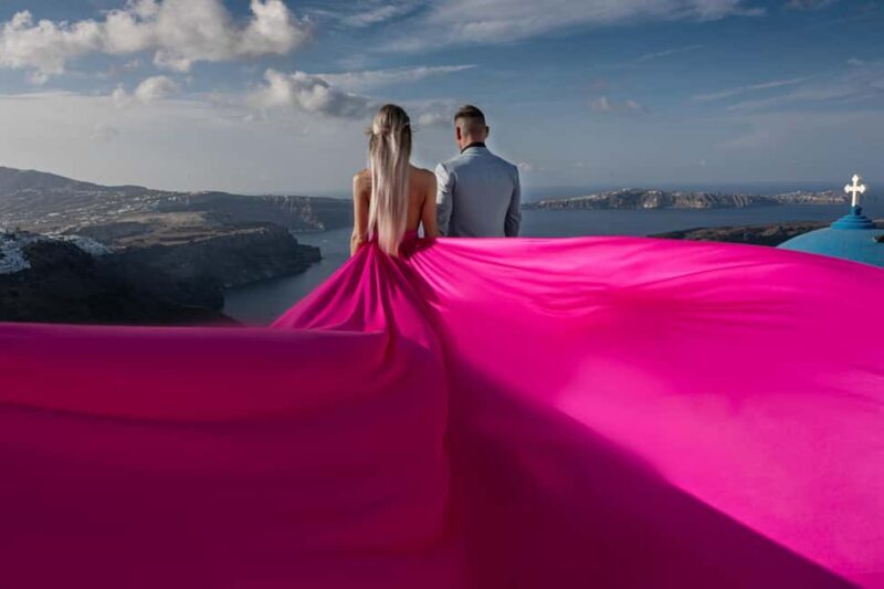Santorini 1-Hour Private Flying Dress Photoshoot Blue Domes - What is This Experience About?
