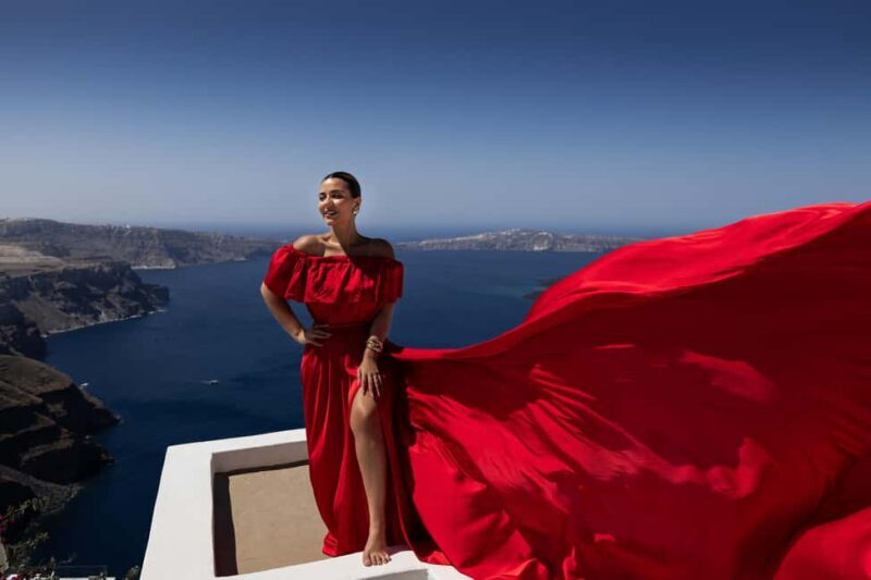 Santorini 1-Hour Private Flying Dress Photoshoot Blue Domes - What About the Photos?