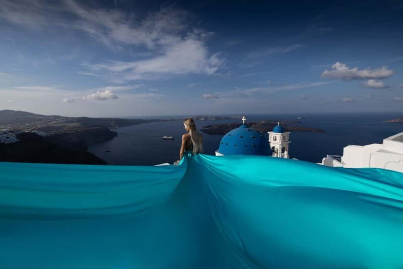 Santorini 1-Hour Private Flying Dress Photoshoot Blue Domes - Pricing & Value