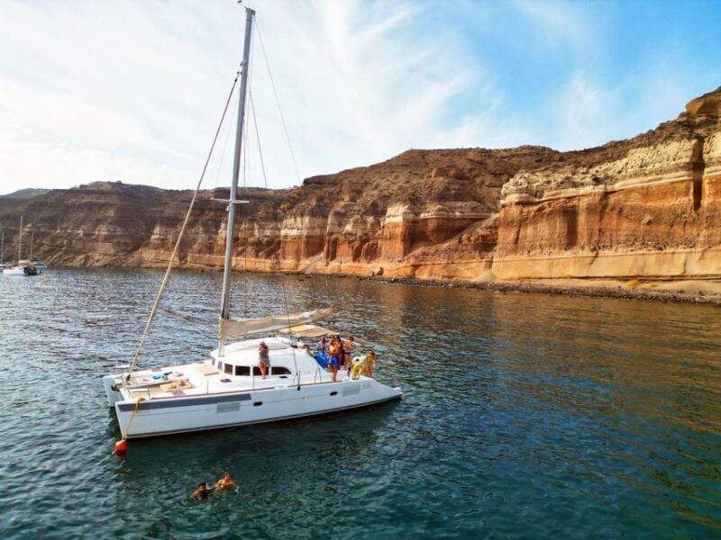 Santorini: Catamaran Cruise with Greek BBQ and Drinks - Key Points