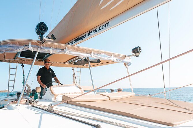 Santorini Catamaran Cruise: with Lunch, BBQ, Open Bar, Transfers - FAQ