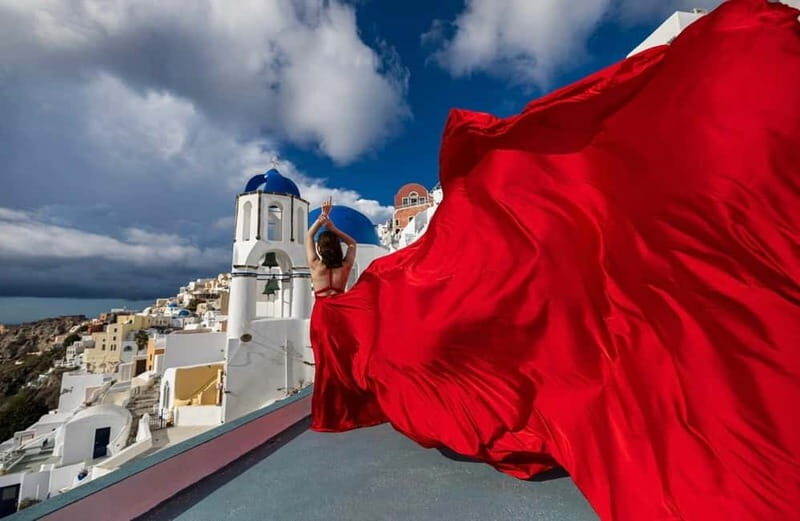 Santorini: Flying Dress Photoshoot **Dress Included** - Key Points