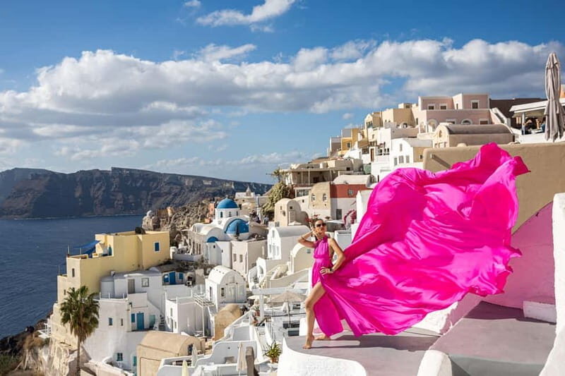 Santorini: Flying Dress Photoshoot **Dress Included** - Additional Perks and Considerations