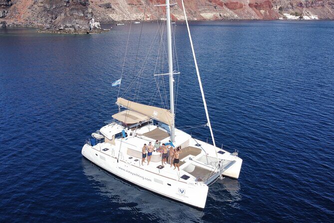 Santorini Gold Catamaran Cruise with BBQ, Drinks and Hotel Pickup - The Itinerary in Detail: What to Expect