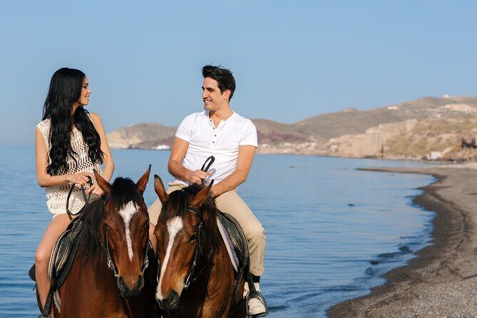 Santorini: Horse Riding to the Black Sandy Beach (Eros beach) - Key Points
