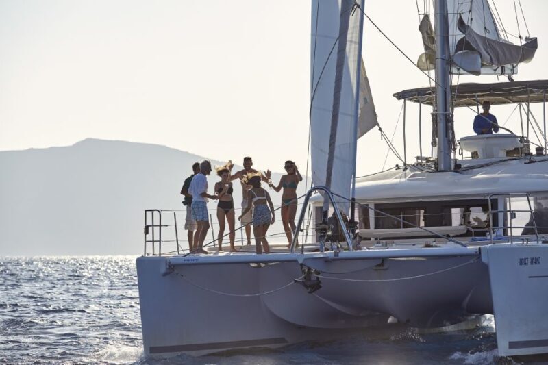 Santorini: Luxurious Catamaran Cruise with Meal & Open Bar - Frequently Asked Questions