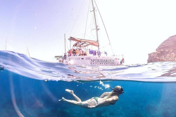 Santorini Private Catamaran Cruise with BBQ, Open Bar & Transfers - FAQ