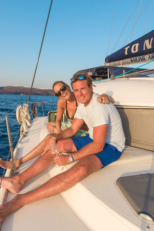 Santorini: Private Catamaran Cruise with Food & Drinks - Key Points