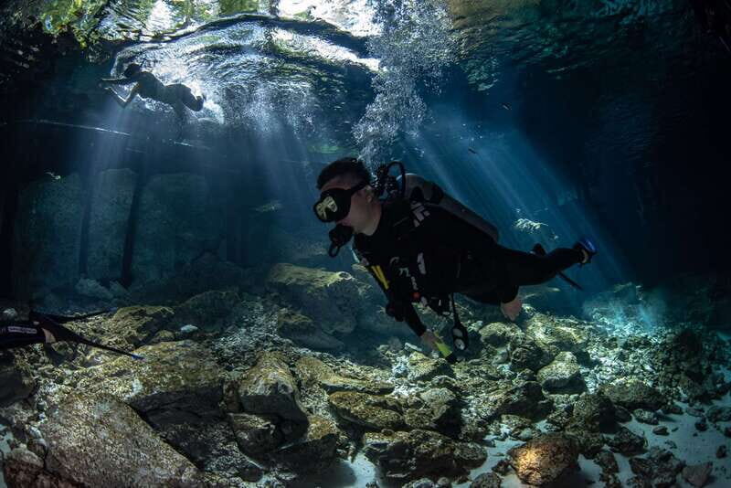 Scuba in 2 cenotes in a half-day - Key Points